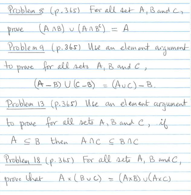 Solved -prove (A AB) u (AABC) = A Problem 4(p 365) We an | Chegg.com