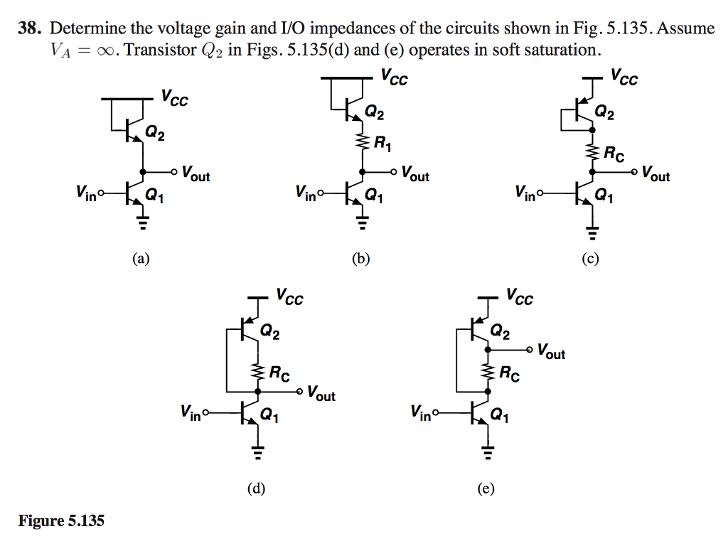 Solved 38 Determine The Voltage Gain And I O Impedances Of