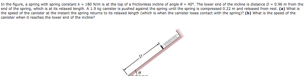 Solved In the figure, a spring with spring constant k = 180 | Chegg.com