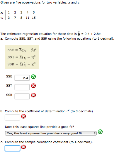 Solved Given are five observations for two variables, x and | Chegg.com