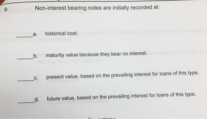Solved Non-interest bearing notes are initially recorded at: | Chegg.com