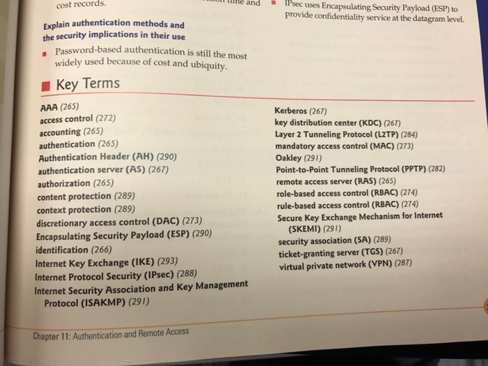 Solved cost records til he and IPSec uses Encapsulating | Chegg.com