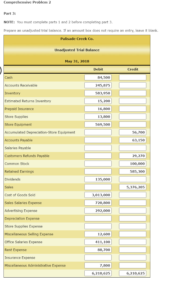 Solved Comprehensive Problem 2 Part 1 and Part 2: Palisade | Chegg.com