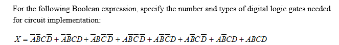 Solved For the following Boolean expression, specify the | Chegg.com