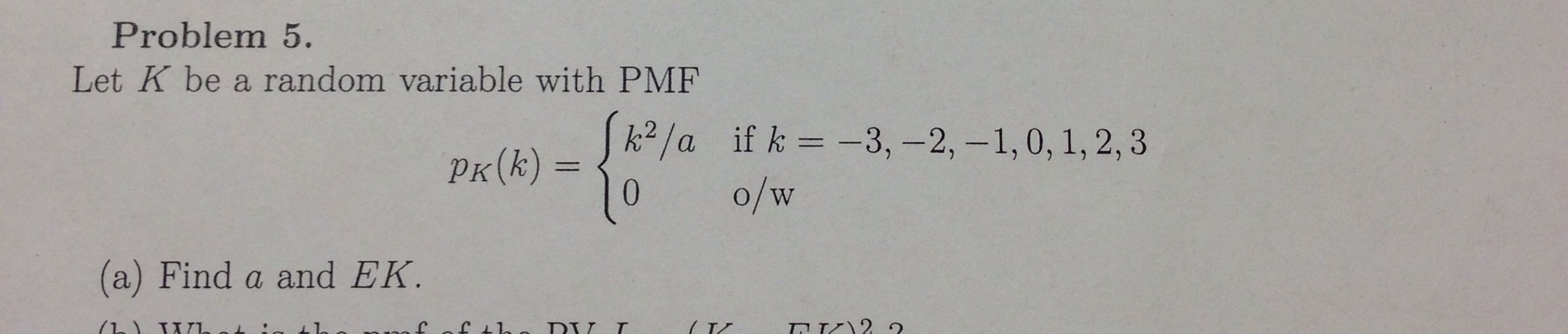 Solved Problem 5. Let K be a random variable with PMF pk(k) | Chegg.com