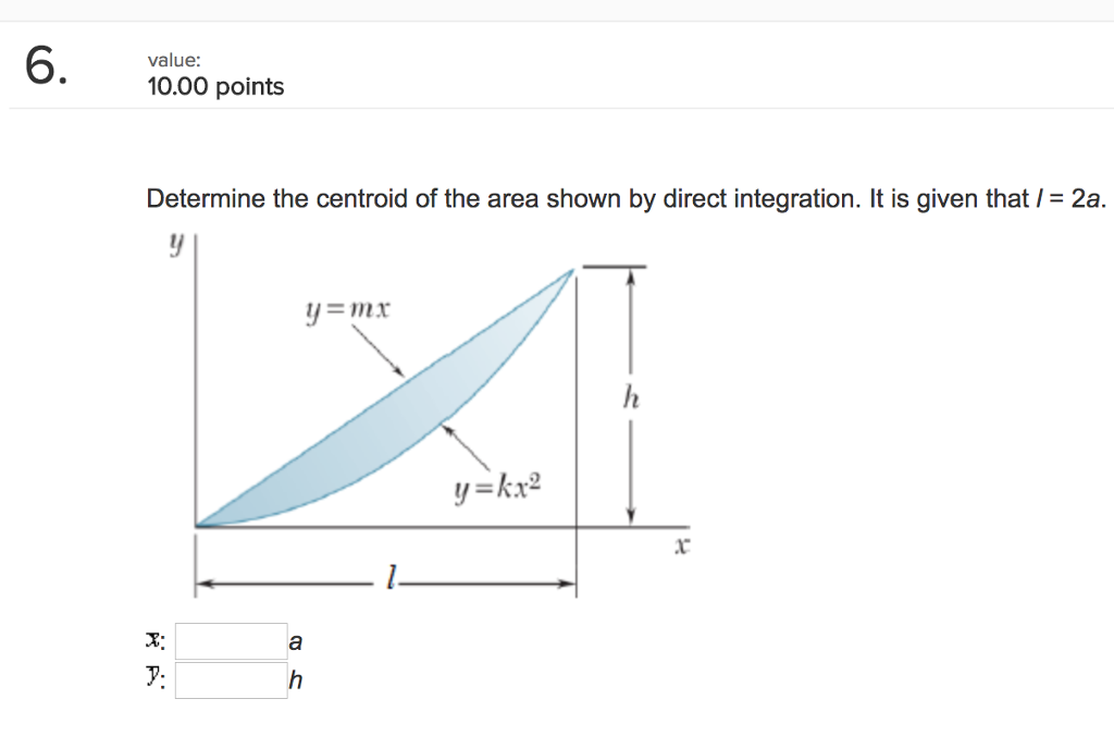 Solved Determine the centroid of the area shown by direct | Chegg.com