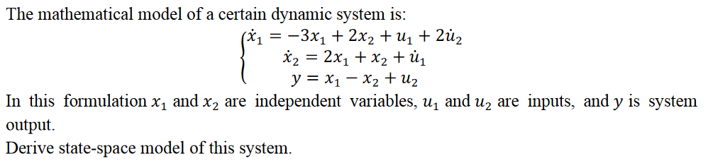 Solved The mathematical model of a certain dynamic system | Chegg.com