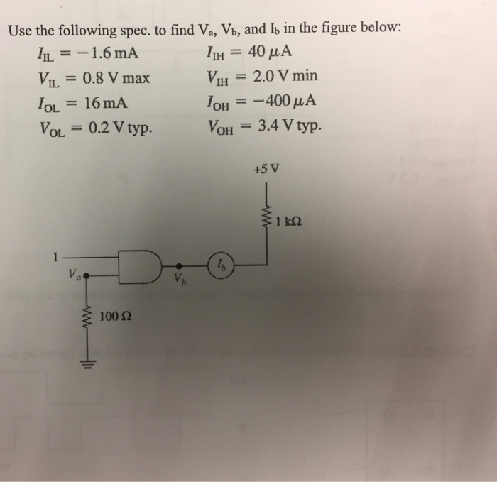 Solved Use the following spec. to find Va, Vb, and Ib in the | Chegg.com