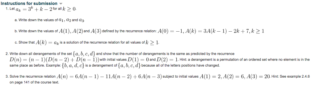 Solved Instructions for submission 1.Letak 3k + k-2for all | Chegg.com
