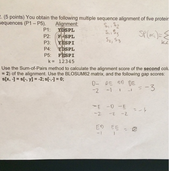 Solved No idea how to calculate the alignment score using | Chegg.com
