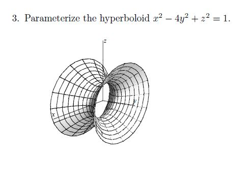 Solved Parameterize the hyperboloid x^2 - 4y^2 + z^2 = 1. | Chegg.com