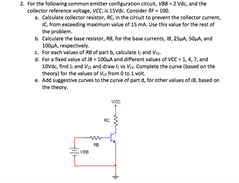 Solved For the following common emitter configuration | Chegg.com