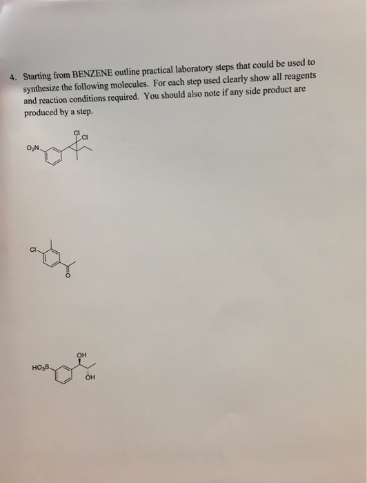 Solved Starting from BENZENE outline practical laboratory | Chegg.com