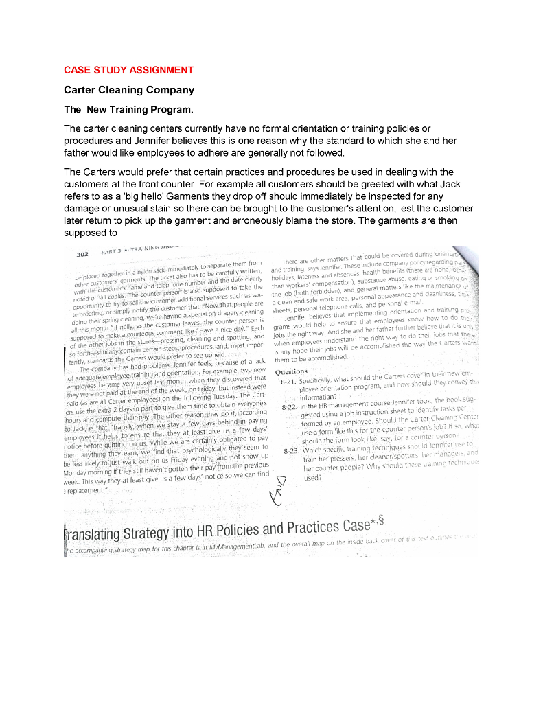 Solved CASE STUDY ASSIGNMENT Carter Cleaning Company The New | Chegg.com