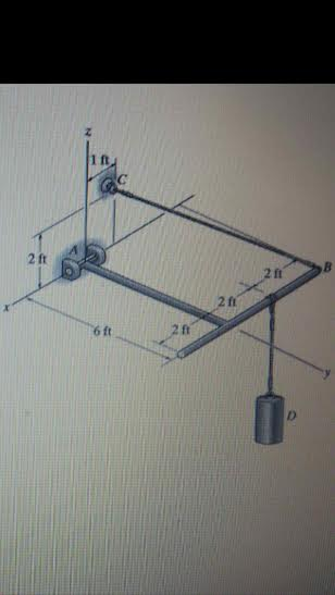 Solved The T shaped rod shown supports a 300 lb load at D. | Chegg.com