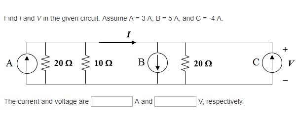 Solved Find I and V in the given circuit. Assume A = 3 A B = | Chegg.com