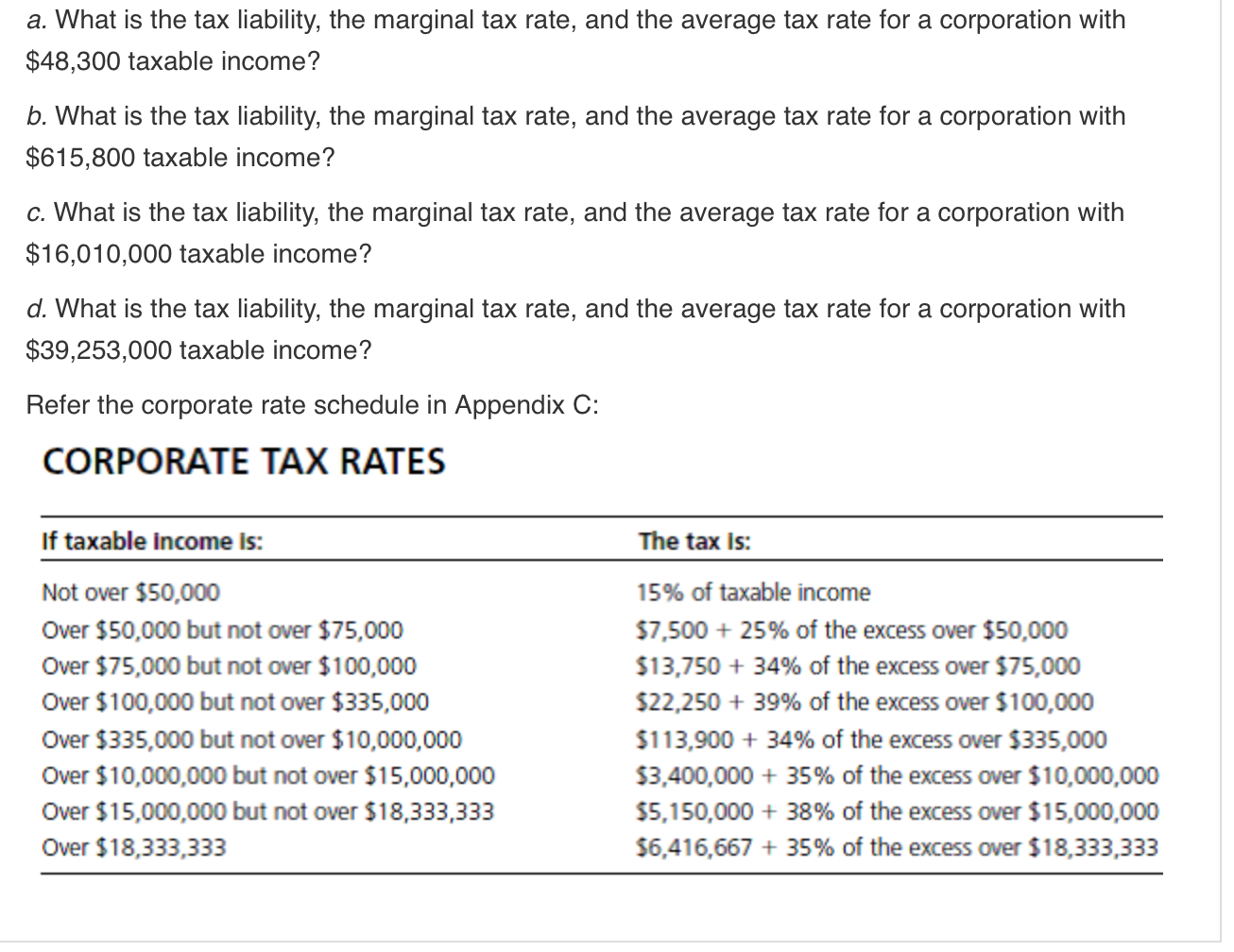 Solved What is the tax liability, the marginal tax rate, and | Chegg.com