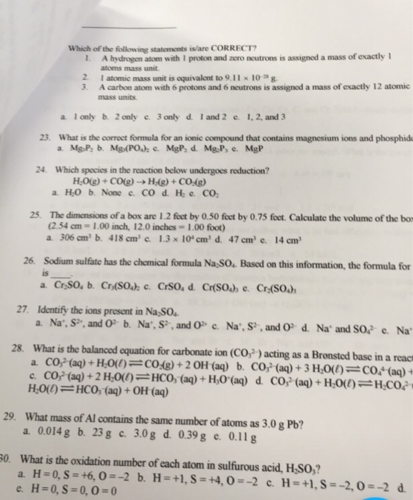 Solved Which Of The Following Statements Is Are Correct A