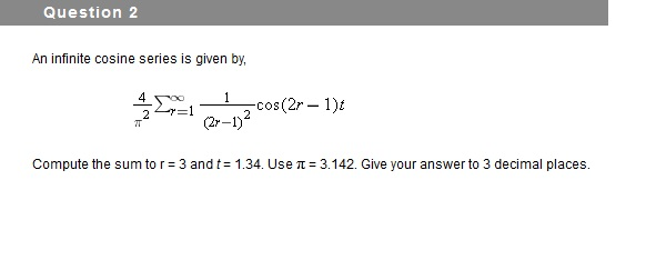 Solved An infinite cosine series is given by, 4/pi2 | Chegg.com