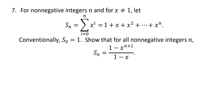 Solved 7. For non negative integers n and for x 1, let | Chegg.com