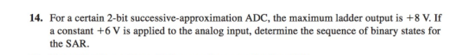 Solved 14. For a certain 2-bit successive-approximation ADC, | Chegg.com