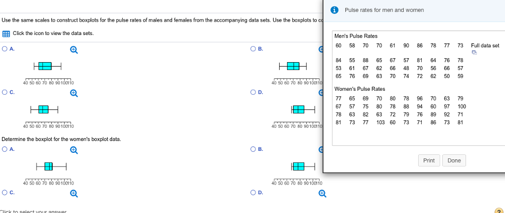 Solved Use the same scales to construct boxplots for the | Chegg.com