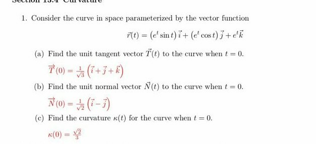 Solved 1. Consider the curve in space parameterized by the | Chegg.com