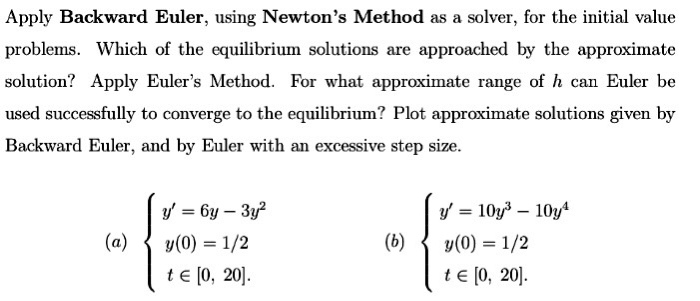 Solved Apply Backward Euler, using Newton's Method as a | Chegg.com
