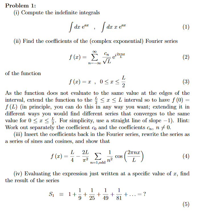 Solved Problem 1: (i) Compute the indefinite integrals (ii) | Chegg.com