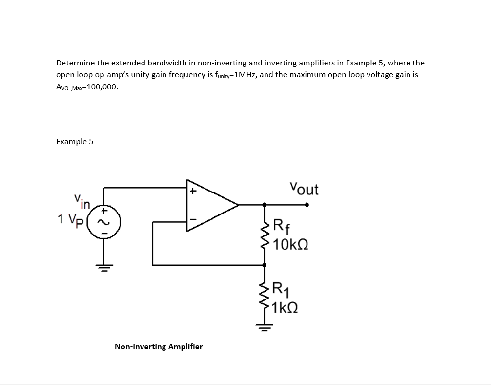 Solved Determine the extended bandwidth in non-inverting and | Chegg.com