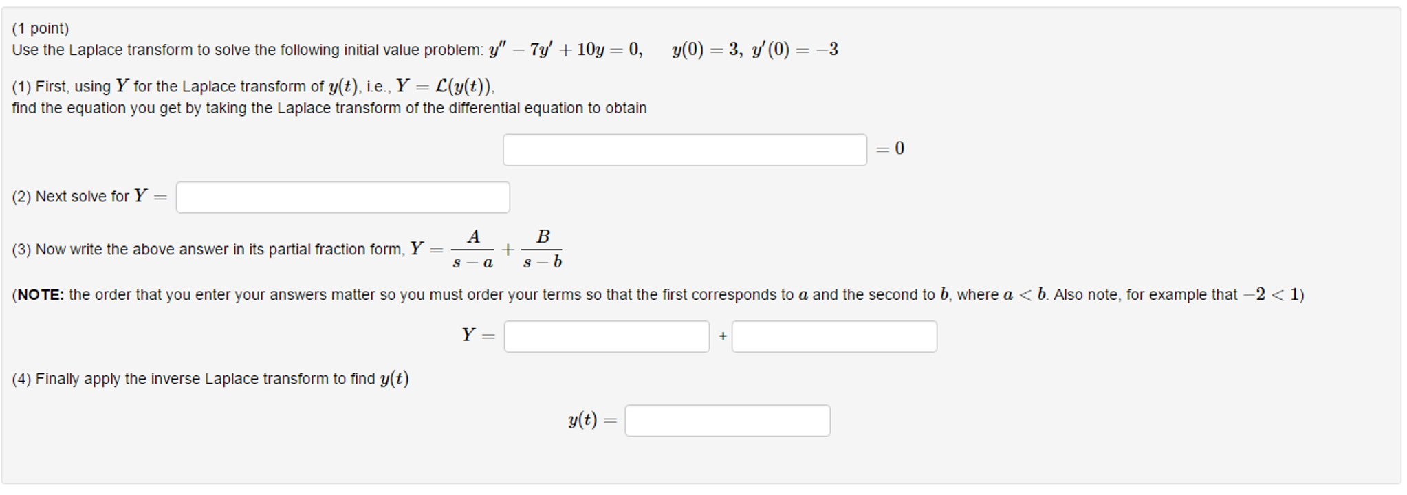 Solved Use the Laplace transform to solve the following | Chegg.com