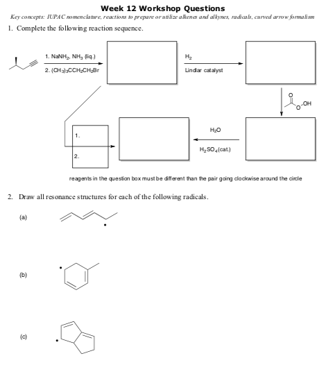 Solved Week 12 Workshop Questions Key coneps IUPAC | Chegg.com