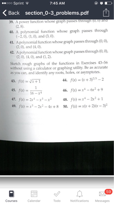 Solved 7:45 AM section-0-3-problems.pdf 39. A power function | Chegg.com