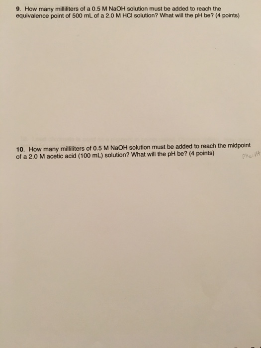 Solved How many milliliters of a 0.5 M NaOH solution must be | Chegg.com