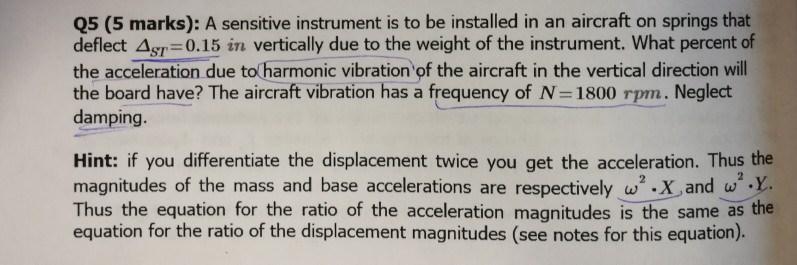 Solved Q5 (5 marks): A sensitive instrument is to be | Chegg.com