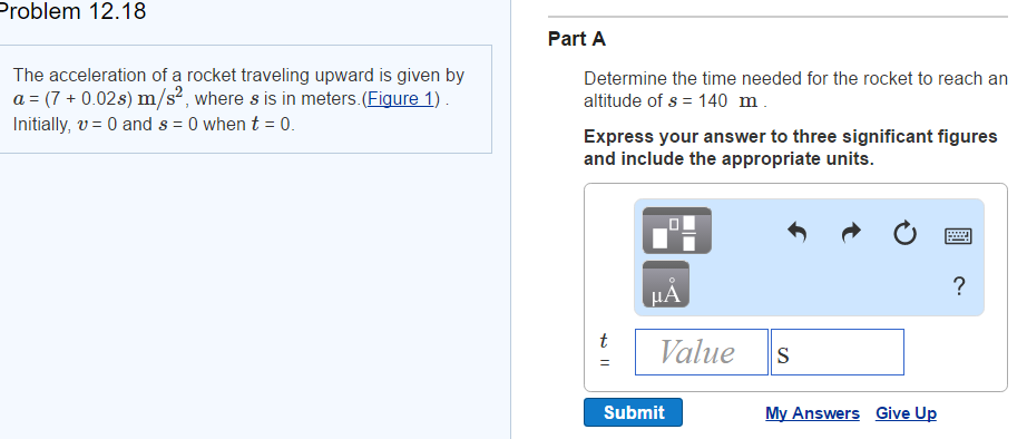 Solved Determine the time needed for the rocket to reach an | Chegg.com