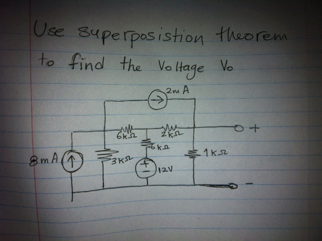 use superposition theorem to find the Voltage Vo | Chegg.com