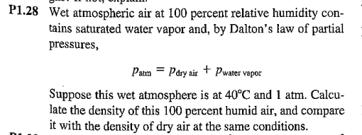 Solved Wet atmospheric air at 100 percent relative humidity | Chegg.com