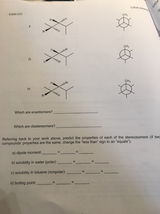 Solved Which are enantiomers? Which are diastereomers? | Chegg.com