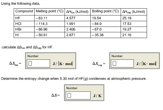 Solved Using the following data, calculate delta S fus and | Chegg.com