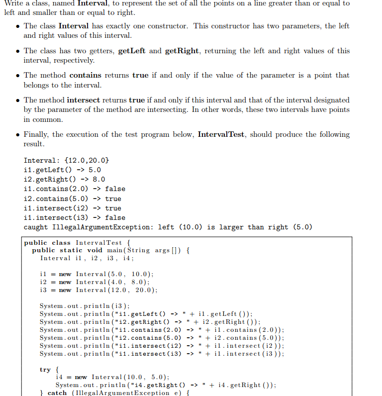 Solved Write a class, named Interval, to represent the set | Chegg.com