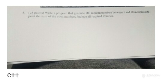 Solved 3. 25 points) Write a program that generate 100 | Chegg.com