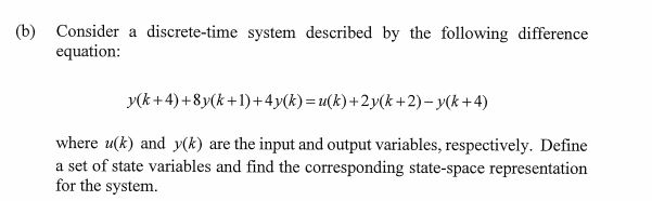 Solved (b) Consider a discrete-time system described by the | Chegg.com