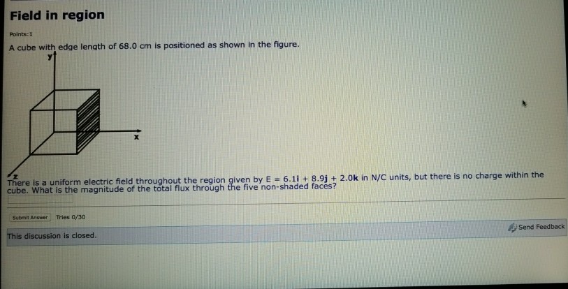 Solved Field in region Points:1 A cube with edae lenath of | Chegg.com