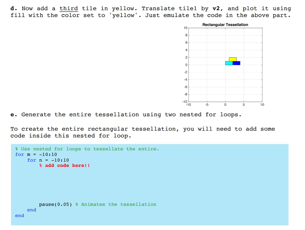 Solved d. Now add a third tile in yellow. Translate tilel by | Chegg.com