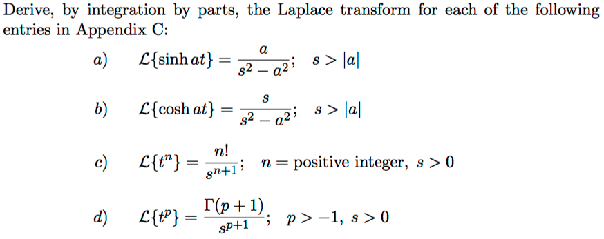 Solved Derive, by integration by parts, the Laplace | Chegg.com