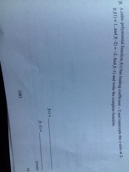 Solved A cubic polynomial function f(x) has leading | Chegg.com