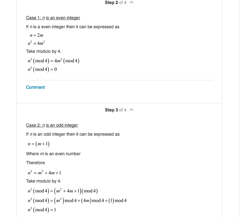 Solved Step 2 of 4 A Case 1:n is an even integer If n is a | Chegg.com