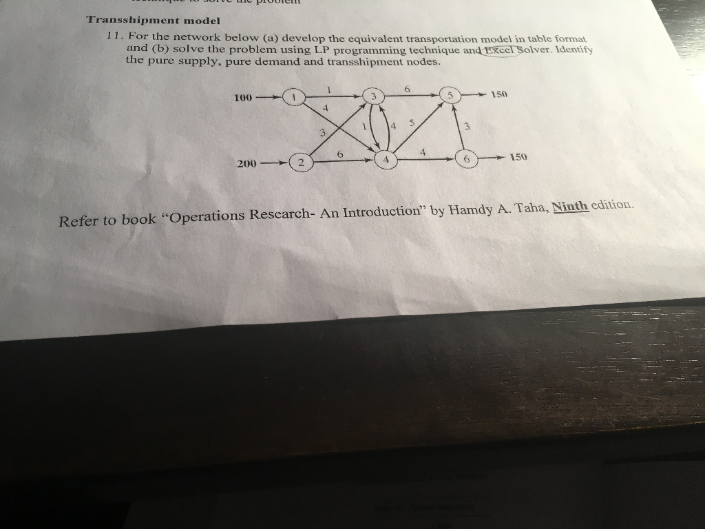 Solved Transshipment model 11. For the network below (a) | Chegg.com