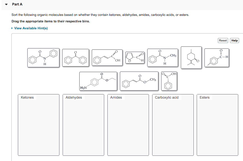 Solved PartA Sort the following organic molecules based on | Chegg.com Solved PartA Sort the following organic molecules based on | Chegg.com